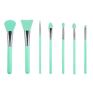 LORMAY 7 Pcs Silicone Brush applicator kit for UV Resin Epoxy Art Crafting and Cream Makeup Products (Mint Green)