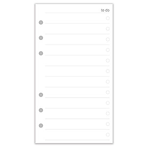 A6 To Do List Refills for Filofax Personal Size Planner/Binder, 6 Hole Punched, 100 Sheets/200 Pages, To Do Planner with Check List Organizing, 100gsm, White, 3.74 x 6.73 Inch