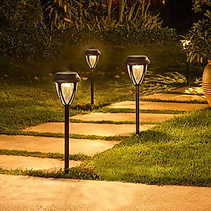Dynaming 12 Pack Outdoor Solar Pathway Lights, Solar Powered Garden Decorative Lights, Auto On/Off & Waterproof Landscape Lighting for Lawn Patio Yard Walkway Deck Driveway, Warm White