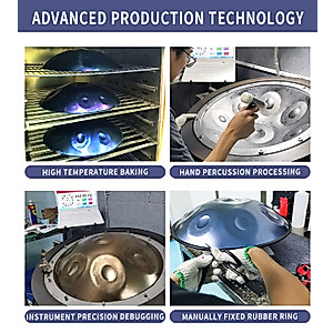 YuELinG Handpan Drum 9 notes 22inch Purple in D minor with Soft Handpan case, Durable Stand, mallets and dust-free cloth