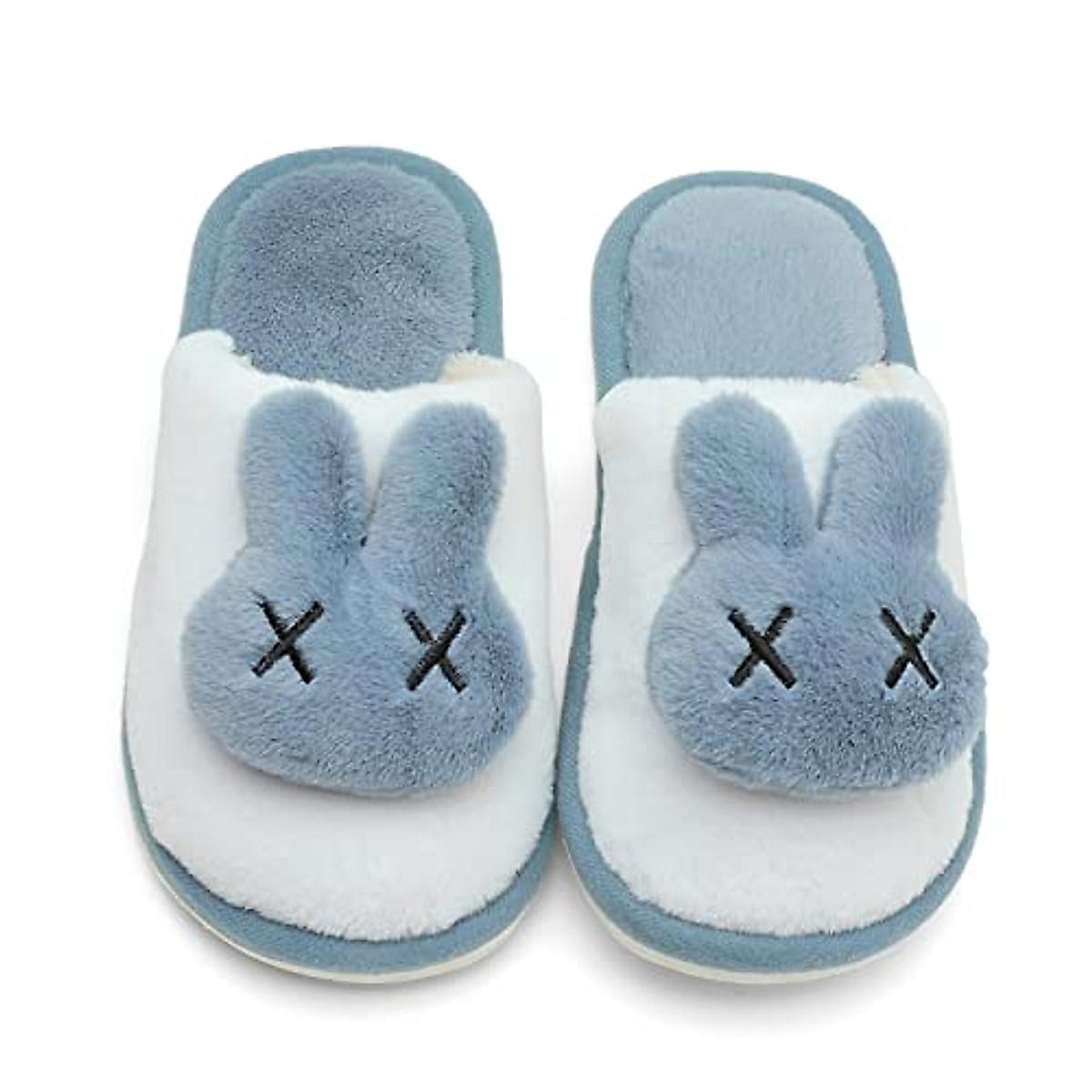 KUBUA Girls Boys Winter Warm Indoor Bedroom Shoes Kids Slippers Blue Size 3-4 Big Kid