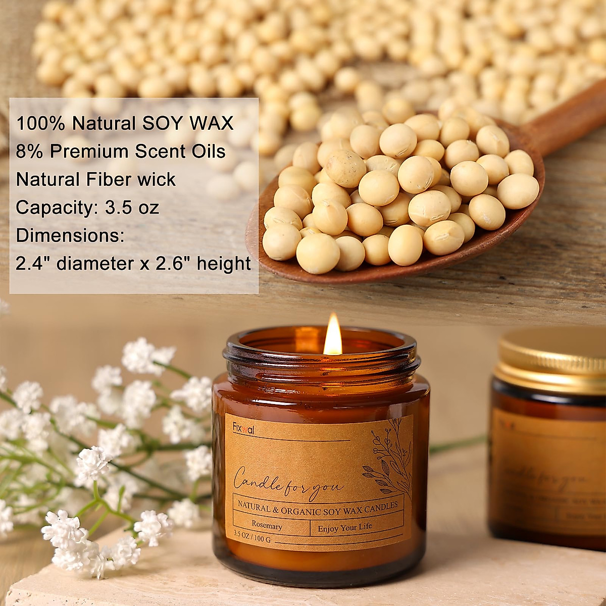 Fixwal 8 Pack Scented Candles Gifts for Women, 3.5oz Glass Jar Soy Candles for Birthday Valentine Mother's Day