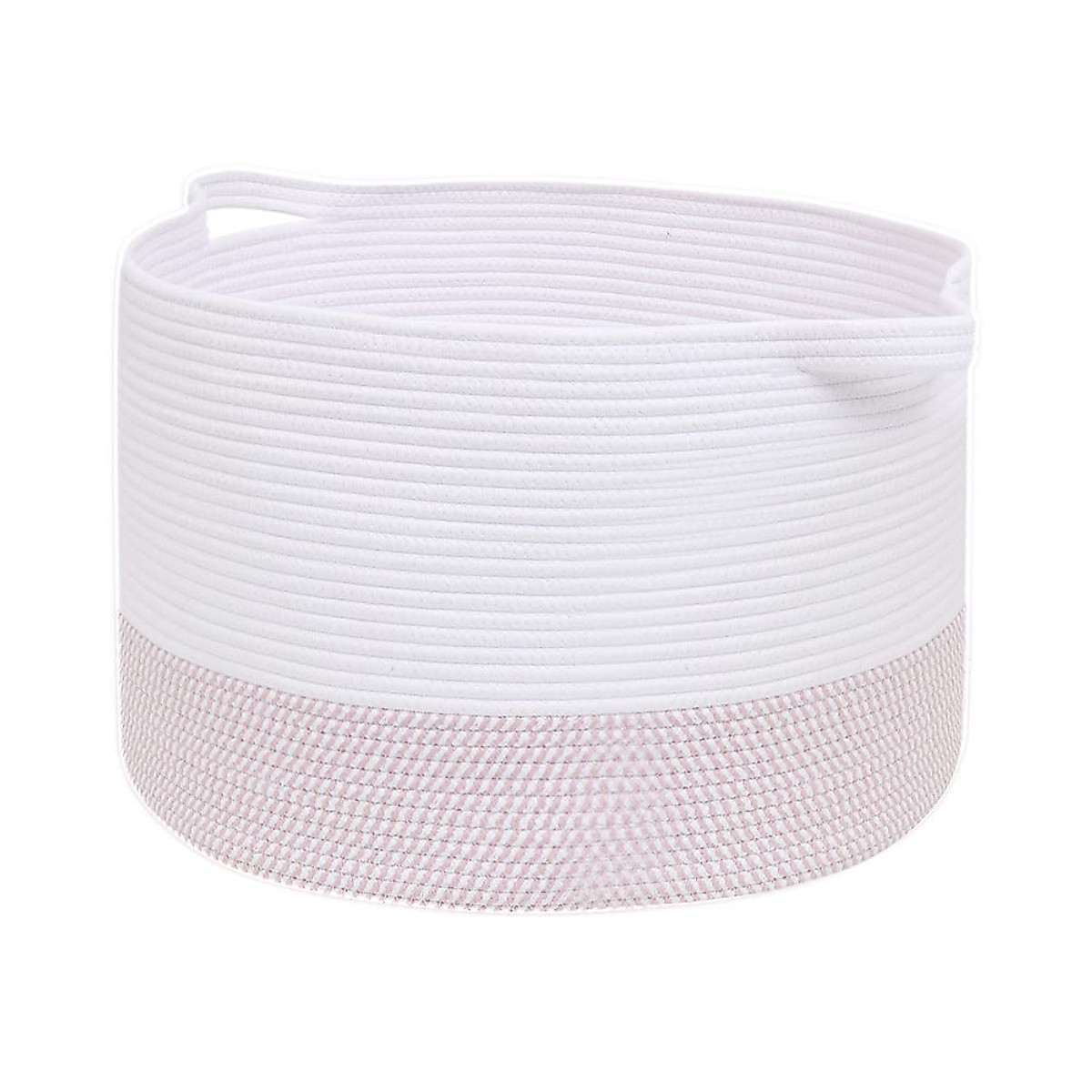 Volhouim XXXLarge Cotton Rope Basket for Organizing Baby Laundry Basket for Blankets Living Room Blanket Basket Cotton Rope Basket with Handle Collapsible Woven Basket Baby Toy Bin， 22"x14" ,Pink