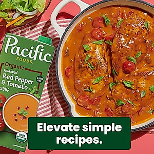 Pacific Foods Organic Creamy Roasted Red Pepper & Tomato Soup, 32 Ounce Resealable Carton