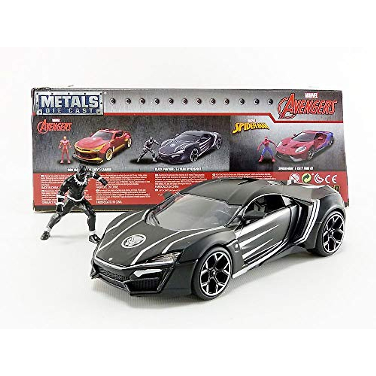 Jada Toys Marvel Black Panther & Lykan Hypersport Die-cast Car, 1:24 ScaleVehicle & 2.75 Collectible Figurine