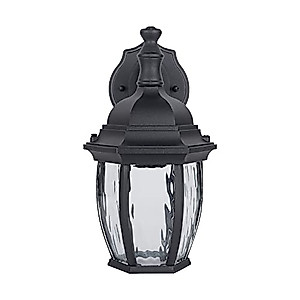 YoonLIT SMARTLIFE Dusk to Dawn Outdoor Wall Lantern, Wall Sconce as Porch Light Fixtures, Aluminum Housing Plus Clear Water Glass, Bulb NOT Included, Black, 1-Pack