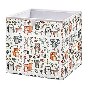 senya Large Storage Bins Woodland Animals Collapsible Foldable Storage Cubes Fabric Basket Closet Organizer Containers Box for Home Bedroom Office 11 x 11 x 11in