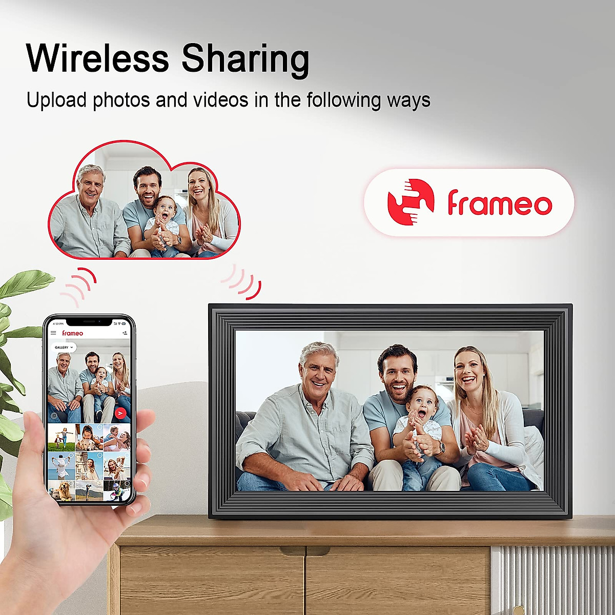 Livingpai 16 inch WiFi Digital Picture Frame, Touch Screen Smart Digital Photo Frame with 32GB Storage, Electronic Picture Frame, Gifts for Women, Men, Mom, Dad