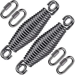 SELEWARE Heavy Duty Swing Springs for Hammock Chair, Porch Swing, Hammock Stands Mount, Innovative Conical Shape & Double Closed Ring Design Up to 400 lbs, w/Locking Carabiners(2 Pack)