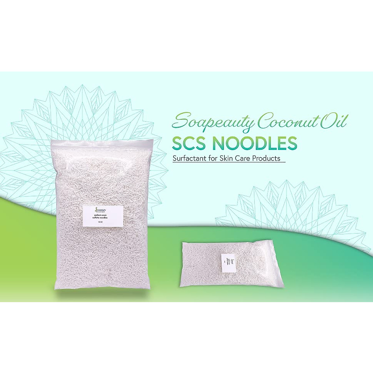 Soapeauty Coconut Oil SCS Noodles Surfactant for Skin Care Products - Sodium Coco Sulfate Noodles for Shampoo Conditioner Set, Soap Making Supplies, Body Lotion - 12 OZ
