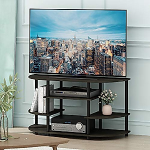 Furinno JAYA Simple Design Corner TV Stand, Espresso/Black