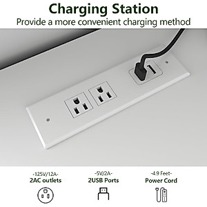 Gyfimoie 6 Drawer Dresser with Power Outlet, White Dresser with LED Light, Modern Chest of Drawers for Closet, Double Wide Drawer Organizer Cabinet for Bedroom, Living Room, Entryway, Hallway