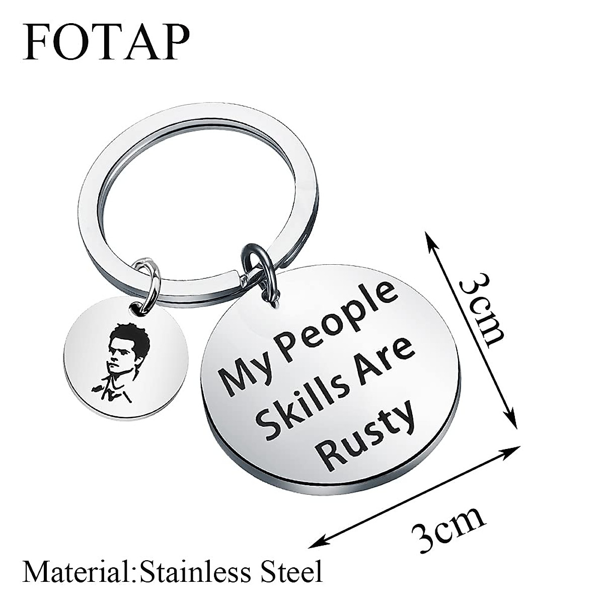FOTAP SPN jewelry My People Skills Are Rusty Keychain Castiel Fans Gift Castiel TV Show Gift TV Show Fans Gift TV Series Gift (Rusty Keychain)