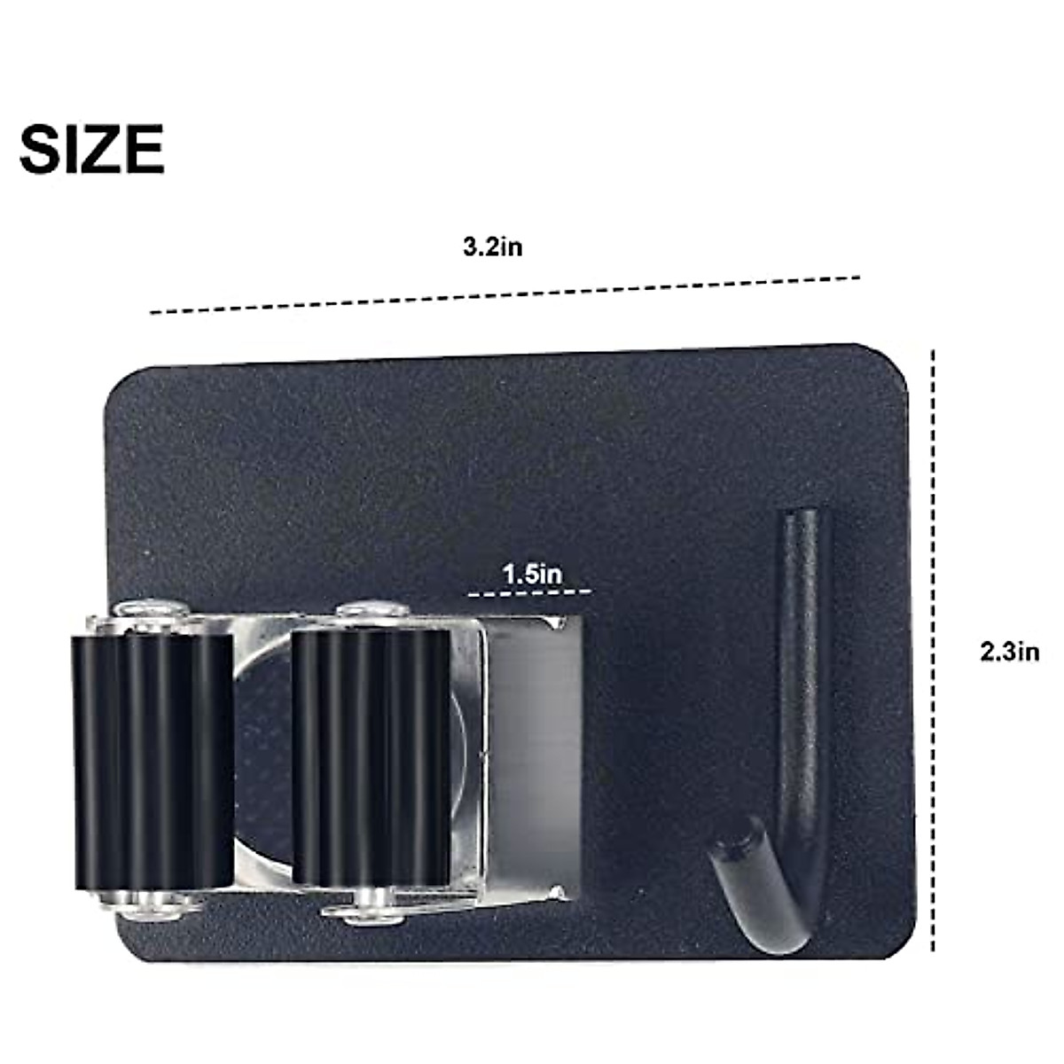 PMIIO 4 Pack Broom Holder Wall Mount, No punching, Upgraded Stainless Steel Broom Holder, Self Adhesive Broom Hanger Gripper for Bathroom, Kitchen, Garage Laundry Room Storage - Black