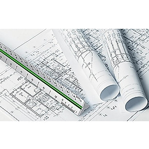 Arteza Architect Scale Ruler, Imperial, 12-Inch Color-Coded Professional-Grade Aluminum Triangular Drafting Ruler for Architect & Civil Engineer Blueprints