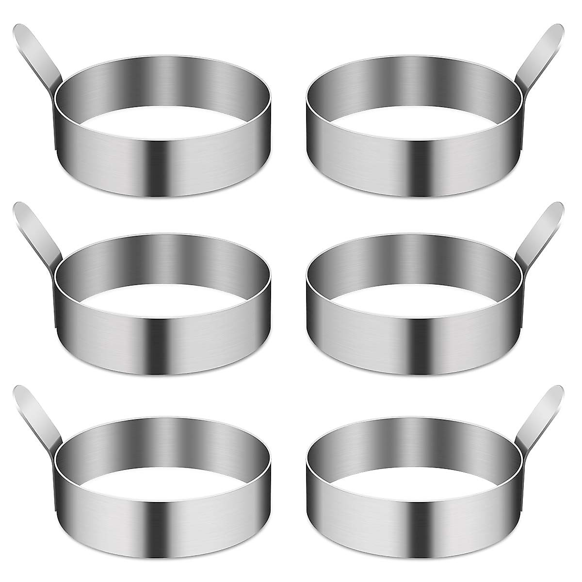 4/6 Pack Egg Ring, 3 Inch Egg Mold Ring Non Stick Stainless Steel Egg Mold Egg Rings for Frying Eggs Pancake Sandwich Cooking Beefsteak Griddle Kitchen Gadgets for Breakfast