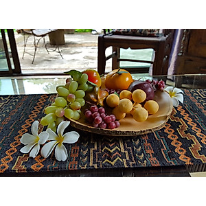 roro Handcarved Mango-Wood Creased Serving Plate with Bark Edges, 12" L x 12" W