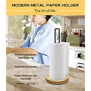 Paper Towel Holder Metal Organizer Roll Dispenser Tissue Roll Metal Stand Rack Kitchen Paper Hanger Countertop Dining Table for Bathroom Living Room Scrunchies for Bedroom Modern Stylish Sturdy Decor