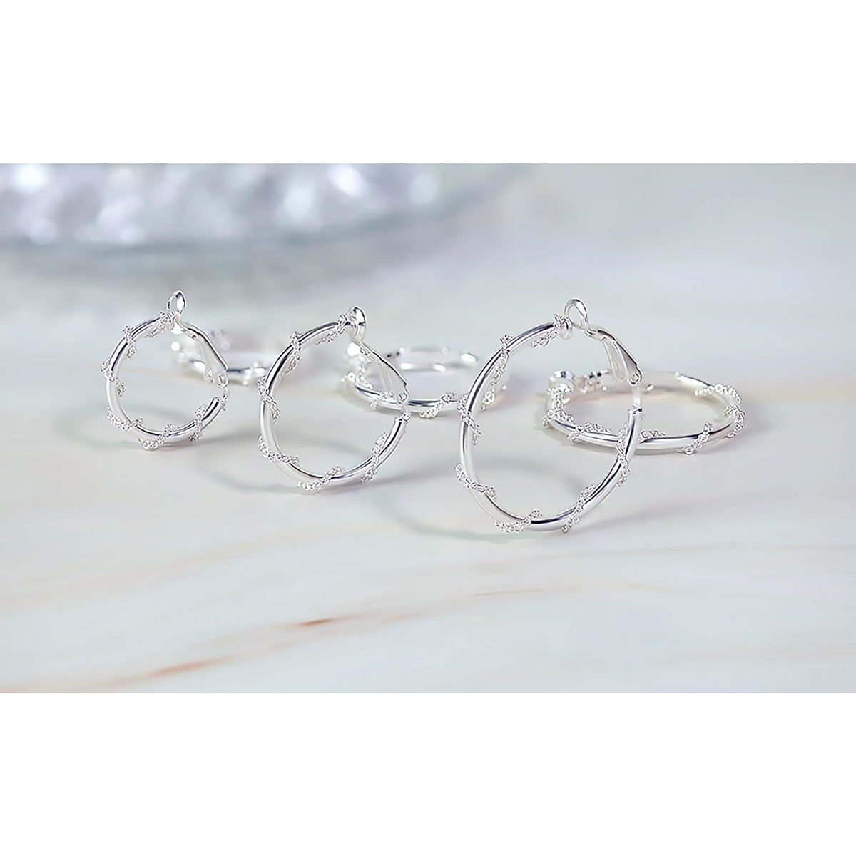 Sterling Silver Chain Wrap Clip-On Hoop Earrings, 30mm