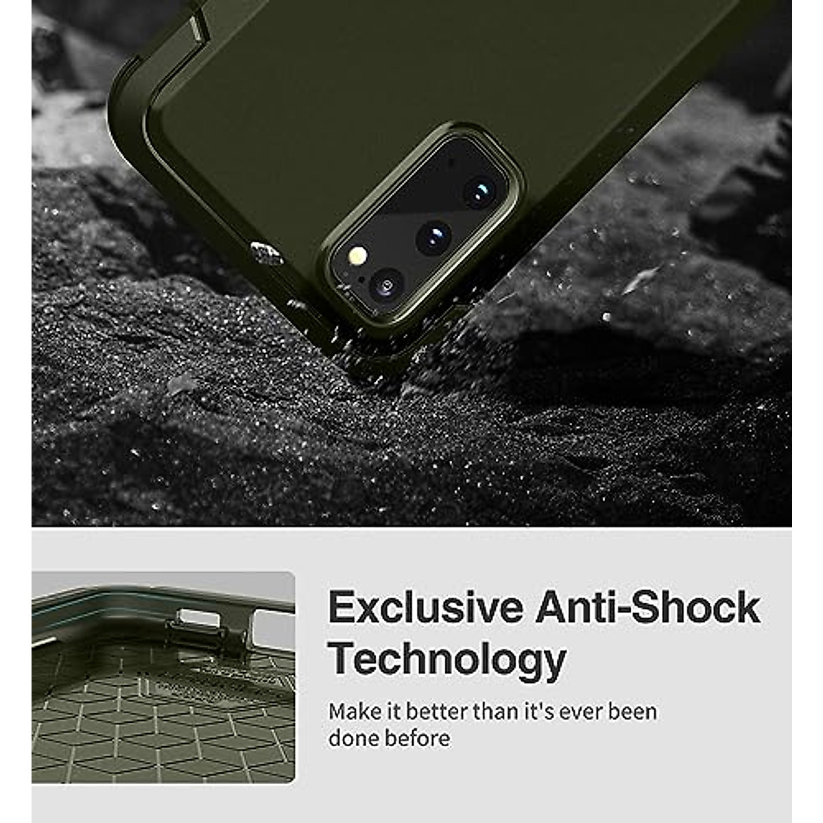 SURITCH for Samsung Galaxy S20 Case 6.2 Inch (NOT FIT Galaxy S20 FE/Plus/Ultra), (2 Front Frames) Full-Body Heavy Duty Rugged Shockproof Phone Cover with Built-in Screen Protector, Forest Green