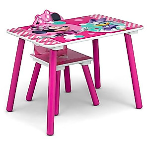 Delta Children Disney Minnie Mouse 3-Piece Toddler Playroom Set– Includes Table, Chair and Toy Box, Pink