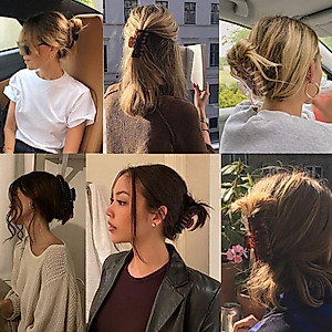 Hair Claw Clips for Thick Hair - 4pcs 4.3’’ Plastic Nonslip Jumbo Hair Clips Strong Hold Hair Jaw Clips Big Hair Clips French Design Hair Styling Accessories for Women Girls(3 Packs) (Black-4P)