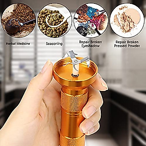 BLOCE Electric Grinder, Electric Grinder for Spice with Cleaning Brush and Spoon, Aluminum Alloy Portable Chopper Fine Grinder Kit(Batteries not included)