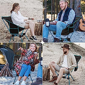 Fulynmen Lightweight Folding Camping Chair Comfortable Compact Chair for Adult Supports 330 Lbs Stable Portable Lawn Chair with 2 Side Pockets for Outdoors Camp Beach Backpacking Travel Blue