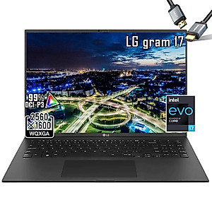 LG Gram 17 2023 Business Laptop - Intel Evo 13th Gen i7-1360P - Windows11 Pro - 17inch WQXGA IPS Display DCI-P3 99% - Backlit Keyboard - Thunderbolt4 - Wi-Fi 6E - HDMI Cable (16GB RAM |1TB SSD)
