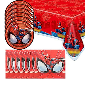 His Amazing Friends Birthday Party Decorations Spider Birthday Decorations Plates,Cups,Tablecloth,Superhero Party Decorations for 20 Guests