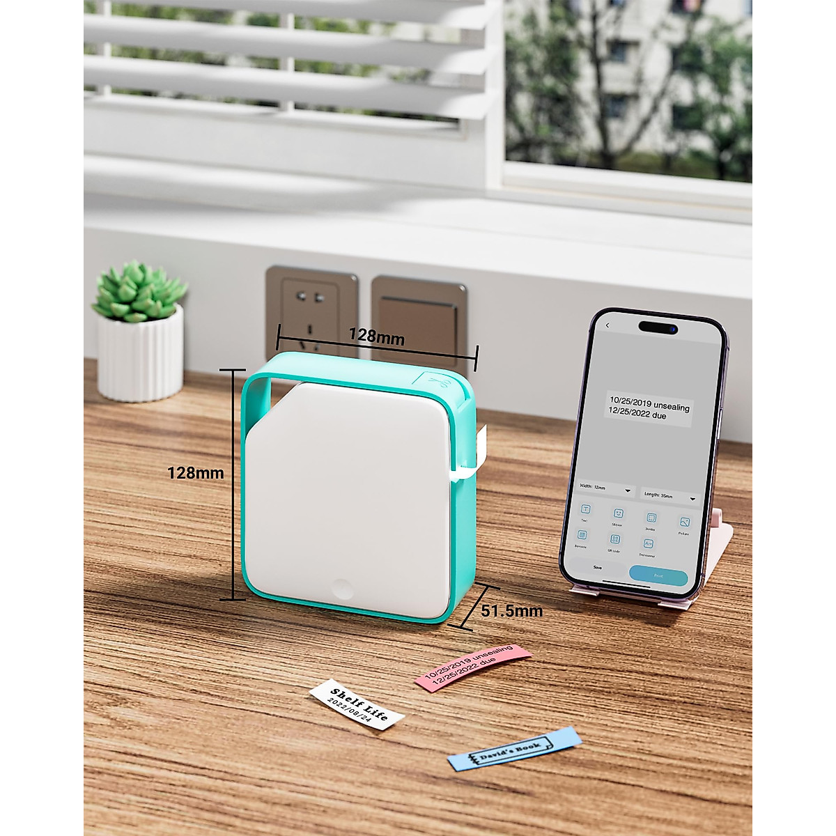 Vixic Label Maker Machine with Tape D1600 Label Maker Bluetooth Label Printer Sticker Maker for Phone Labeler Machine with Multiple Templates for Home, Office, School, Storage, Kitchen, Gift Labeling