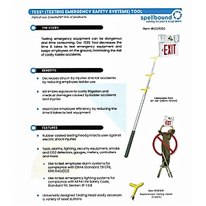 Tess Safety Pole -Smoke Detector and Emergency Exit- Extendable Pole Tester- Allows Easy Excess and Monitoring for Life Safety Products -Spellbound
