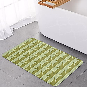 Prironde Front Door Mats Outdoor Indoor Kitchen Mat, Mid Century Abstract Geometry Green Pattern Entrance Doormat Non-Slip Bathroom Rugs Washable Floor Mats for Sink/Porch, 18" x 30"