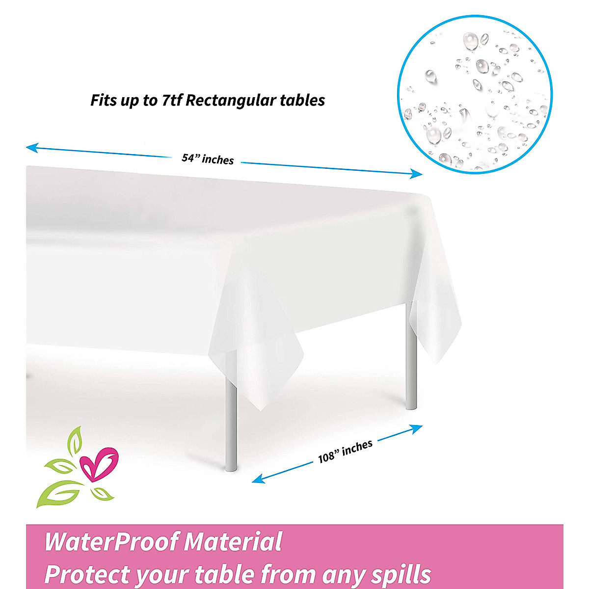 DECOSTYLE Plastic Tablecloth for Parties, Party Table Cloths Disposable, Stylish Design, Gold Dots Decorations, White, Waterproof, Rectangular Table Cover, 54 Inch x 108 Inch