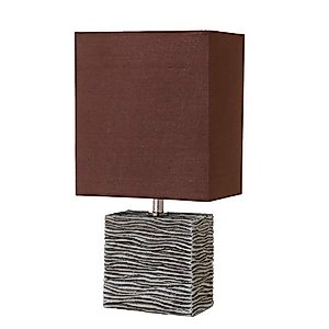 Amazon Basics Rectangular Poly Table Lamp with LED Bulb - 6" x 4" x 11.5", Brushed Nickel