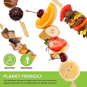 7" Inch Bamboo Skewers for Appetizers (200 Pack), Wooden Appetizer Skewers for Fruit Kabobs, Fancy Skewer Sticks for Parties, Cocktail & Martini Olive Skewers, Heavy Duty Bamboo Skewers for Kabobs