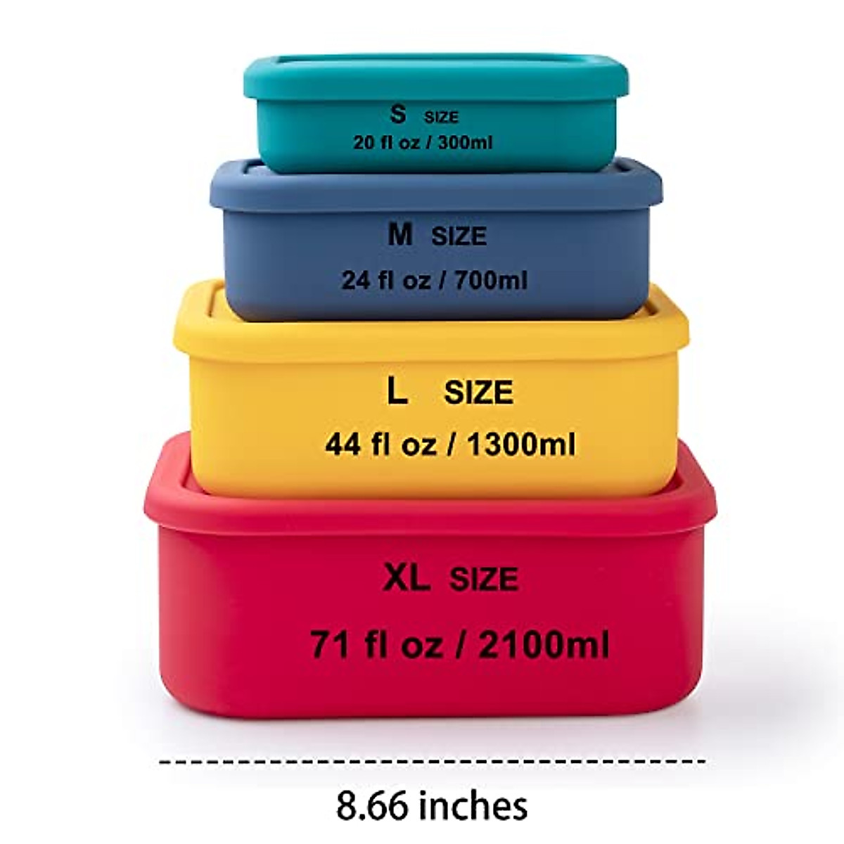 FENGCHEN Silicone Food Storage Containers Set 4 Kinds Of Different Sizes And Colors Silicone Containers With Lids Silicone Meal Prep Freezer To Oven