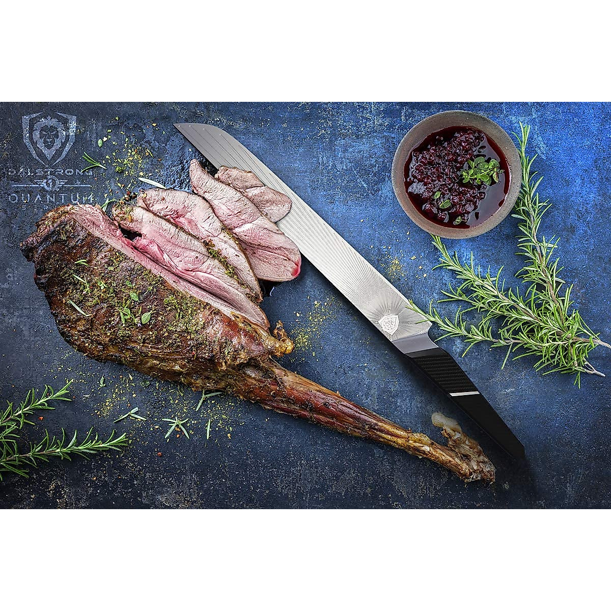 Dalstrong Slicing Knife - 12 inch Brisket, Meat and BBQ Knife - Razor Sharp American Forged BD1N-VX Hyper Steel - Quantum Series - Premium Kitchen Knife - Carving Knife Slicer - Leather Sheath