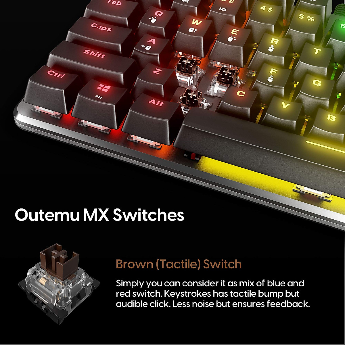 Pulsar Gaming Gears - PK003 Lunar Alloy TKL Mechanical Gaming Keyboard Brown Tactile RGB LED Rainbow Backlit USB Wired Game Keyboards for Windows PC PS5 PS4 Xbox 87 Keys Outemu Switches FPS