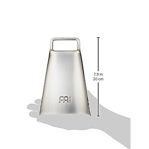 Meinl Percussion Handheld Cowbell with Holder, 6 1/4" Hand Brushed Steel — NOT Made in China — Low Pitch, 2-Year Warranty (STB625HA-CB)