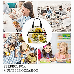 NOLACE Bees Sunflowers Daisy Rose Flowers Lunch Bag For Women & Men Adjustable Shoulder Strap,Leak Proof,Tote Bag For Office Work,Picnic