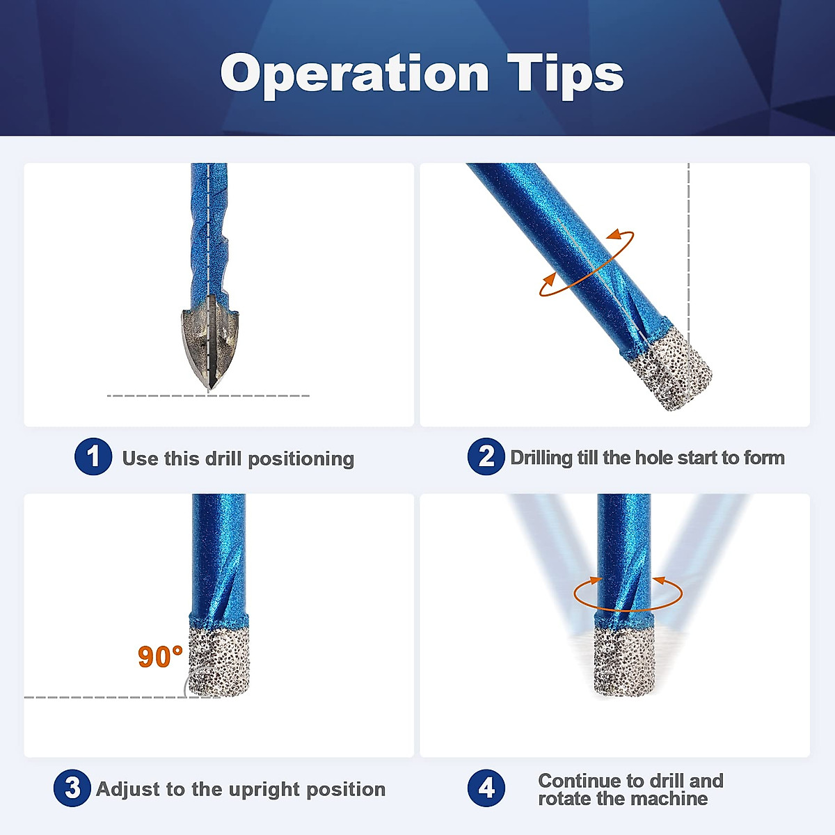 Diamond Drill Bit - BRSCHNITT 1/4 inch Masonry Drill Bits Set for Porcelain Tile Ceramic Stone Granite Marble,Hex Shank Diamond Hole Saw Drill Bit(5pcs/Pack).