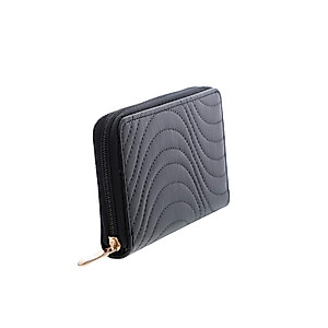 Black Swirl Design Wallet Vegan Leather Long Wallet Clutch