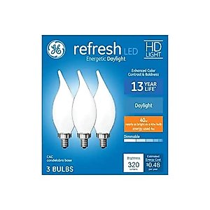 GE Refresh LED 40 watt Equivalent CA11 Daylight Dimmable Candle Light Bulb (3 Pack)