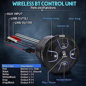 Pyle 2-Way Dual Bluetooth Off-Road Speakers - 4 Inch 800W Marine Waterproof Wakeboard, Full Range Outdoor for ATV, Snow Mobile UTV, Quad, Jeep, Boat PLUTV46BTA, Black