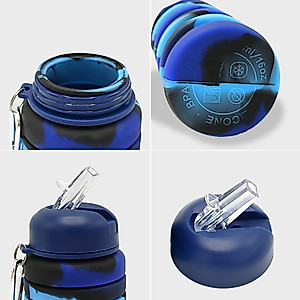 WATMHHJQ 2Pack Silicone Collapsible Water Bottles, Leakproof 16oz Portable Foldable Expandable Water Bottle Sports Cups with Straw,BPA Free, for Outdoor Gym Travel(Pink+Rose red)