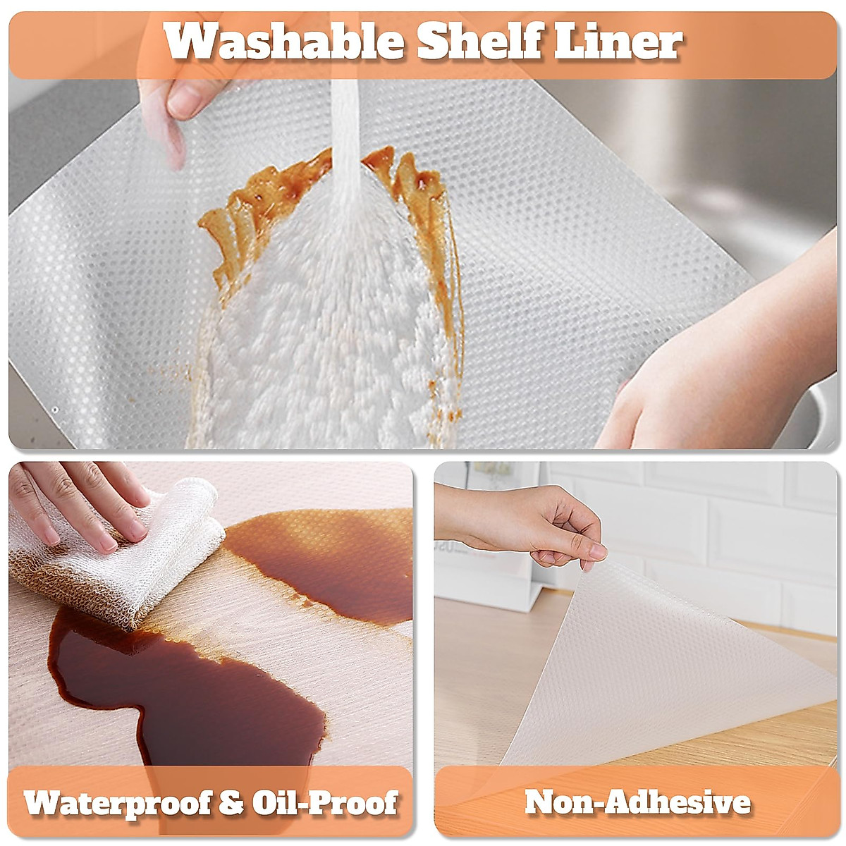 BESTORI Waterproof Shelf Liner for Kitchen Non-Adhesive Cabinets Drawer Liner 23.6 x 118.1 Inches Oil-Proof Non-Slip Washable Cuttable Refrigerator Liners for Protector Desks Transparent