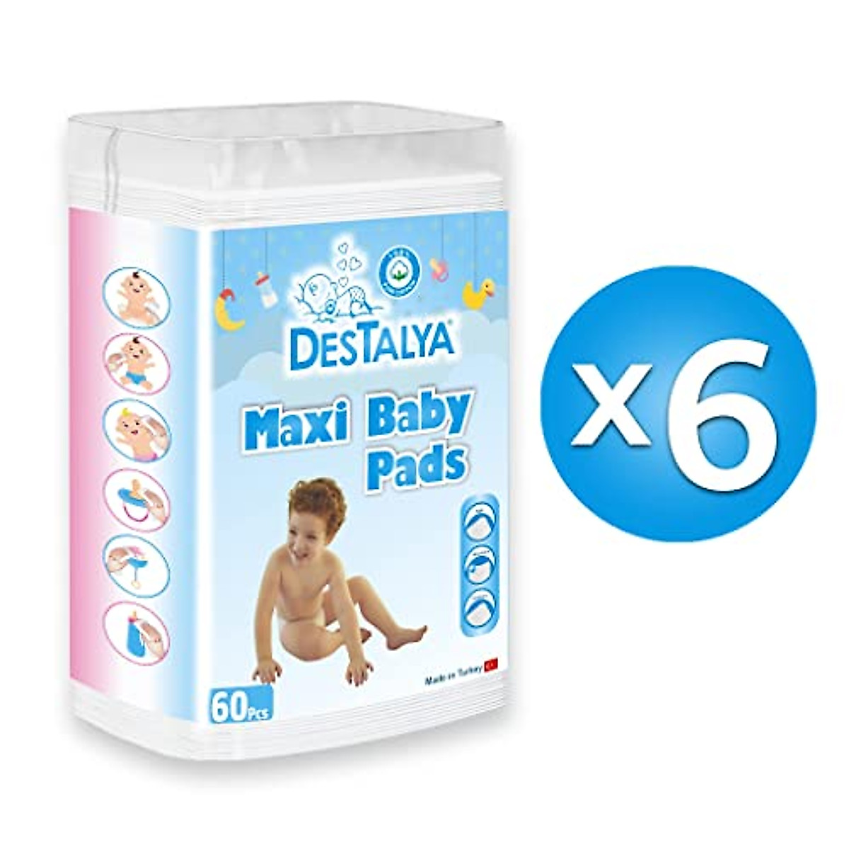 DESTALYA Baby Cotton Pads for Diaper Change - Large Cotton Squares for Sensitive Skin - Disposable Cleansing Wipes - Soft Washcloths for Personal Care, Makeup Removal (Maxi Pads 360)