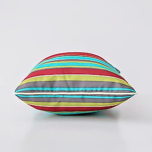 Enipate Outdoor Lumbar Pillows with Inserts, Water Resistant 12 x 20 Inch Striped Toss Pillows for Patio Furniture Decor, Pack of 2