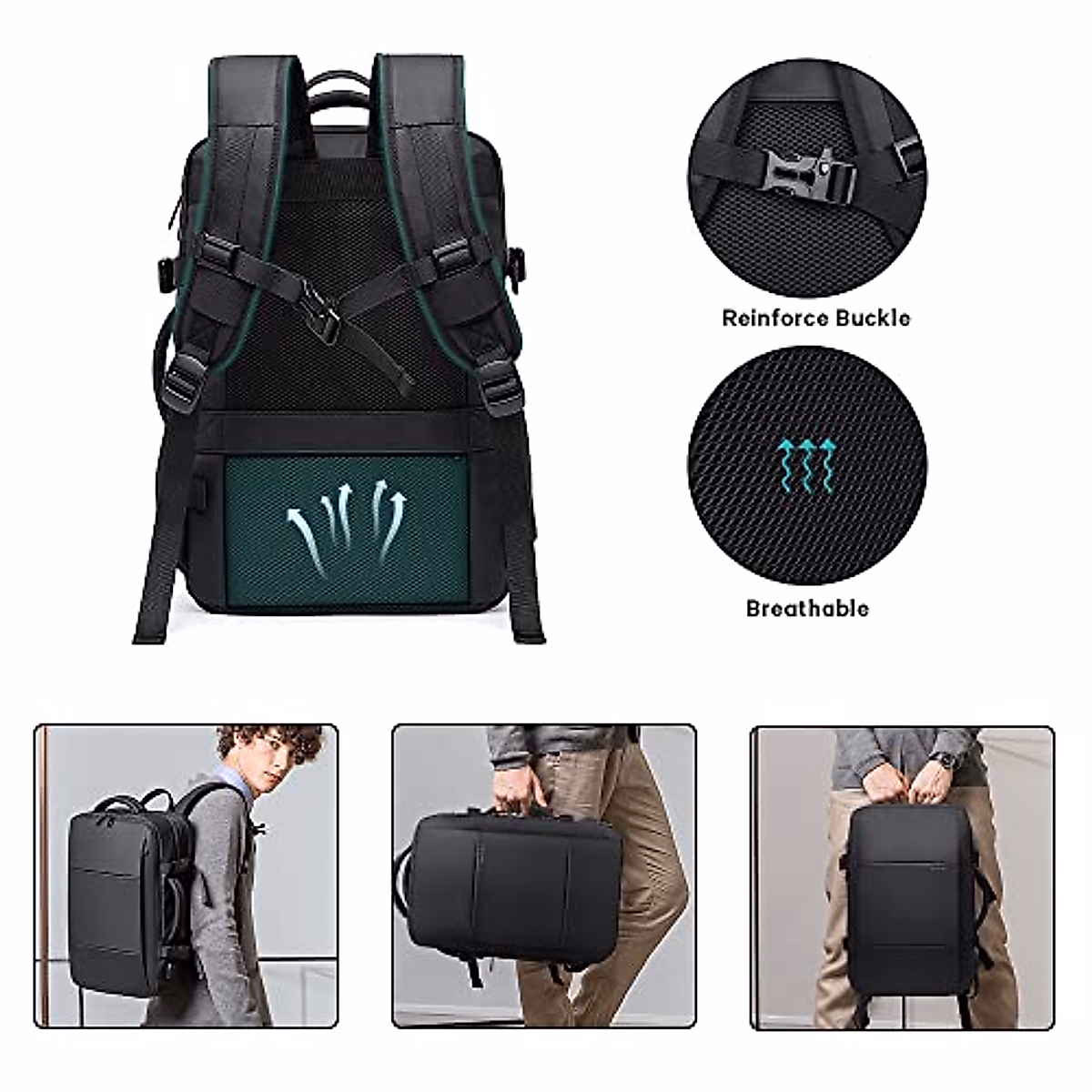 BANGE 45L Travel Backpack, Carry On Backpack Convertible Duffle Bag Fit for 17.3 Inch Laptop for Men and Women